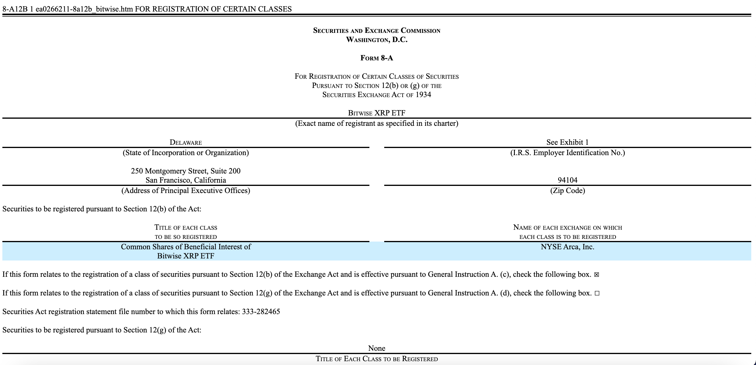 BREAKING: Bitwise's XRP ETF Final Form Filed - U.Today